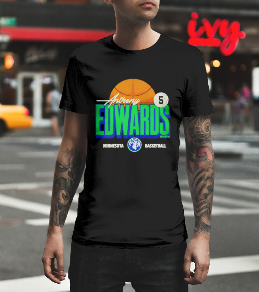 Anthony Edwards 5 Minnesota Basketball Timberwolves Player T-Shirt