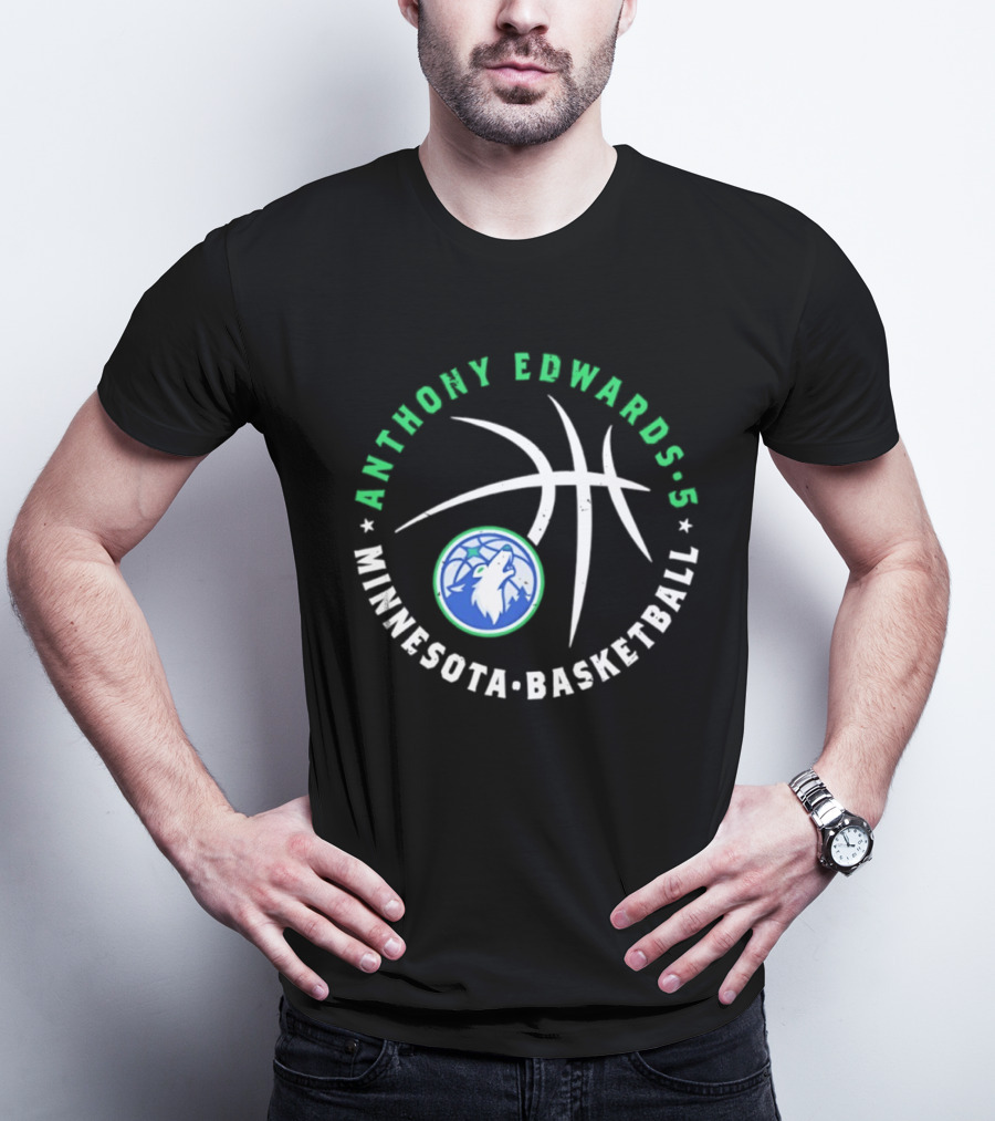 Anthony Edwards Minnesota Basketball Timberwolves Player Ball T-Shirt
