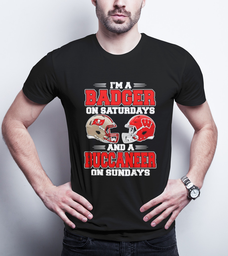I'm A Badger On Saturdays And A Buccaneer On Sundays Football Helmet T-Shirt