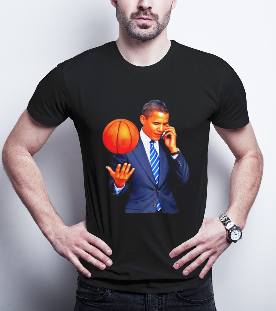 Barack Obama Basketball Phone Call In Suit And Tie T-Shirt