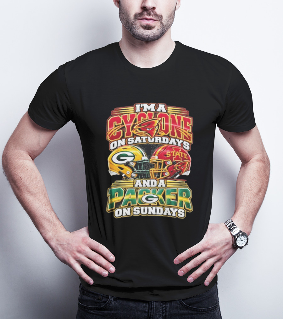 I'm A Cyclone On Saturdays State Helmet And A Packer On Sundays T-Shirt