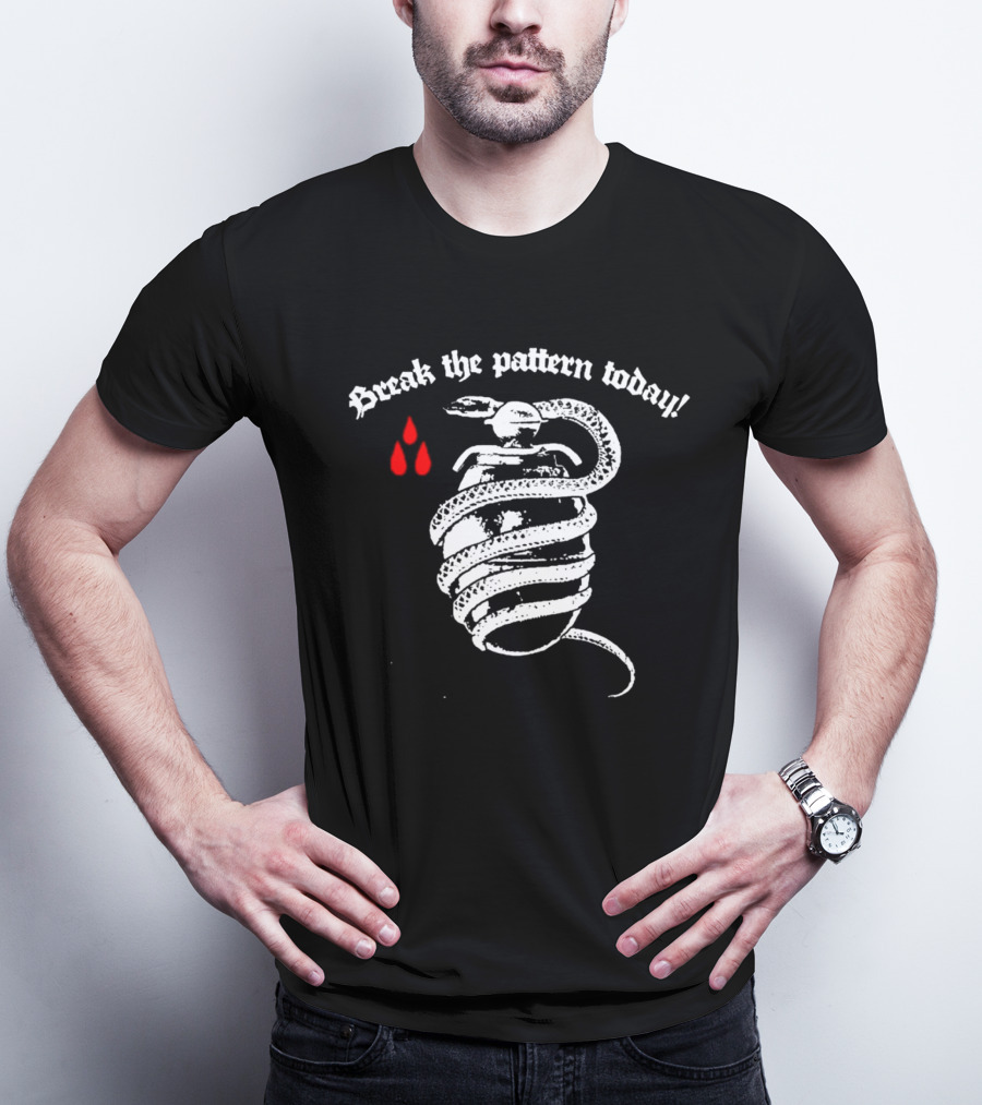 Break The Pattern Today Snake Wrapped Grenade Red Drops T-Shirt