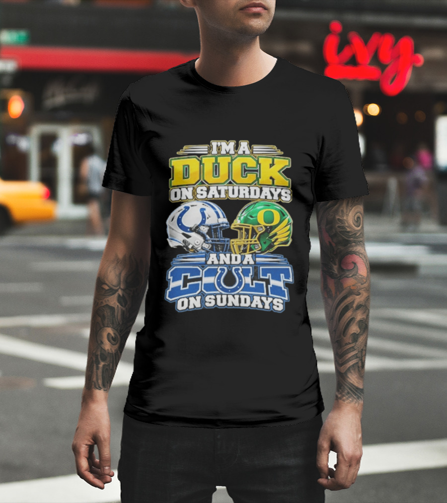 I'm A Duck On Saturdays And A Colt On Sundays Helmet Clash T-Shirt