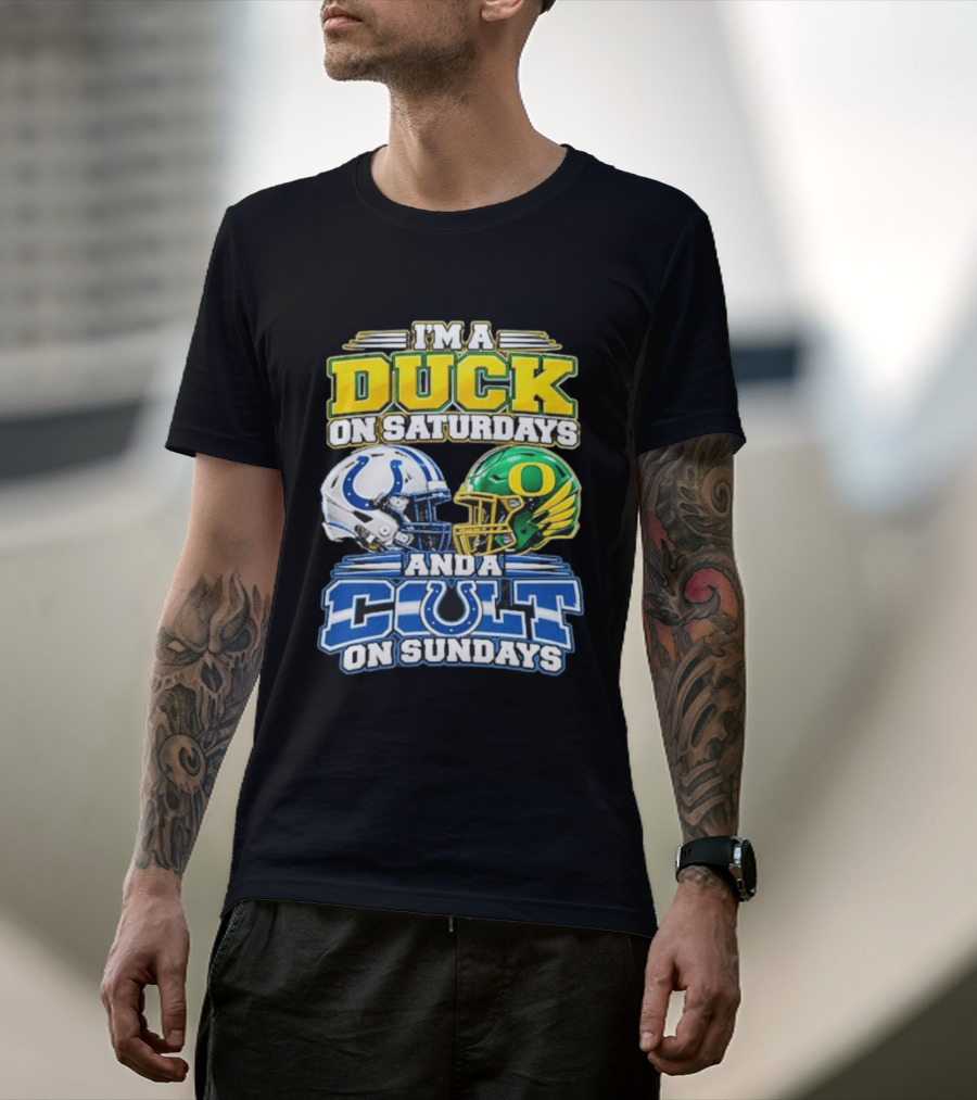 I'm A Duck On Saturdays And A Colt On Sundays Helmet Clash T-Shirt