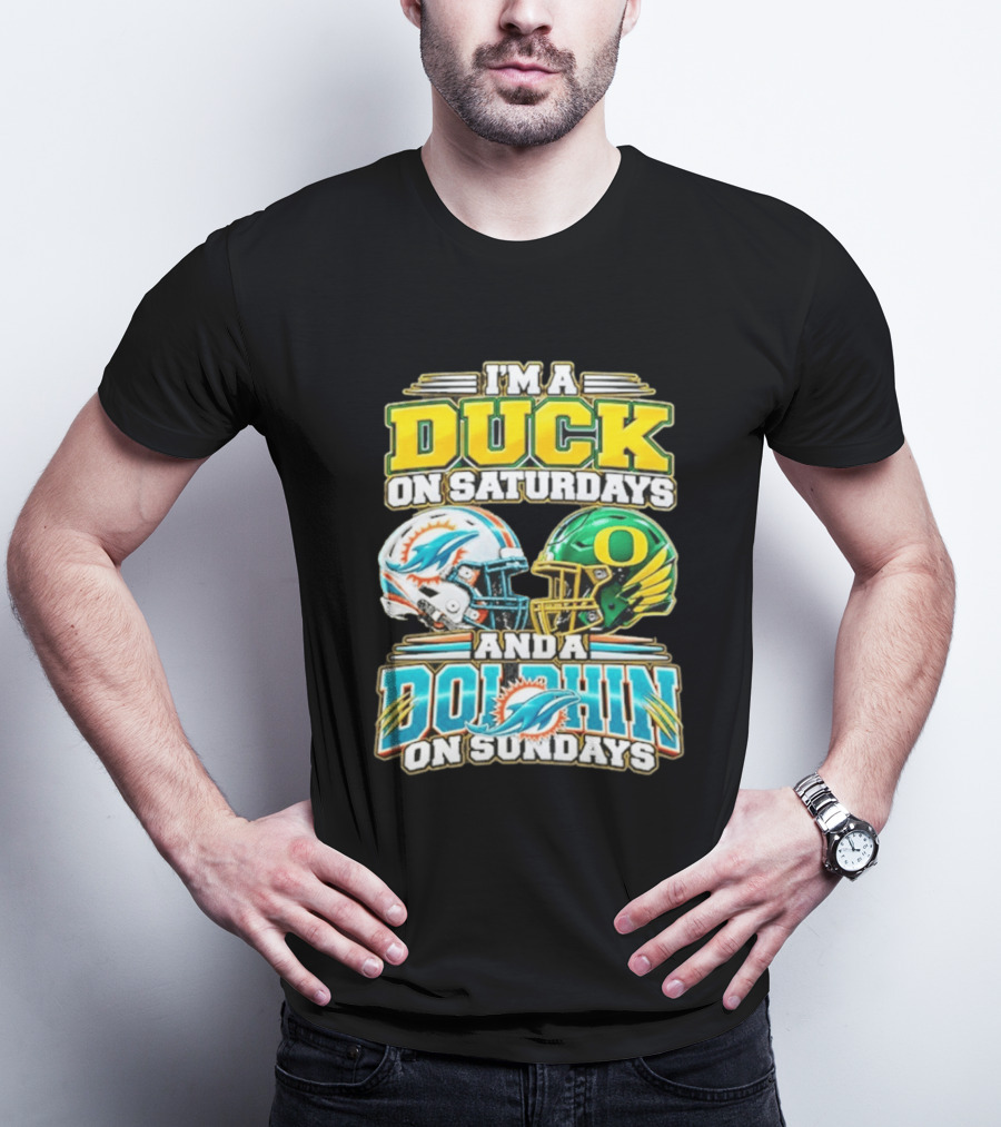 I'm A Duck On Saturdays And A Dolphin On Sundays Football Helmets T-Shirt