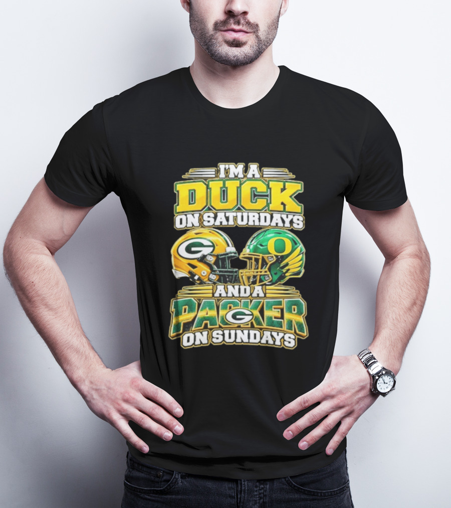 I'm A Duck On Saturdays And A Packer On Sundays Football Helmets T-Shirt