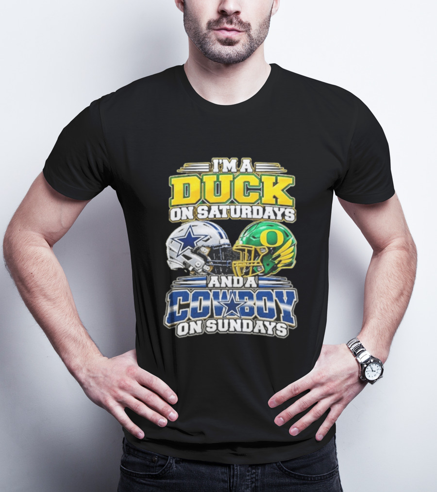I'm A Duck On Saturdays And A Cowboy On Sundays Football Helmets T-Shirt