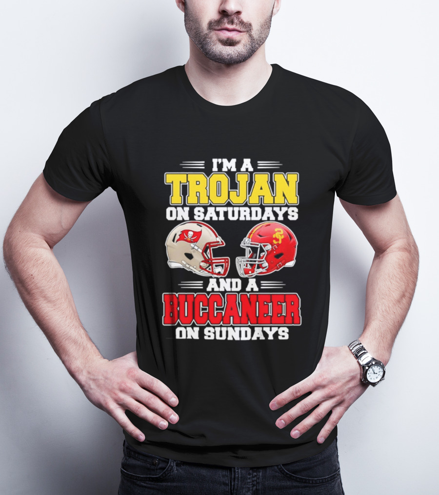 I'm A Trojan On Saturdays And A Buccaneer On Sundays Football Helmet T-Shirt