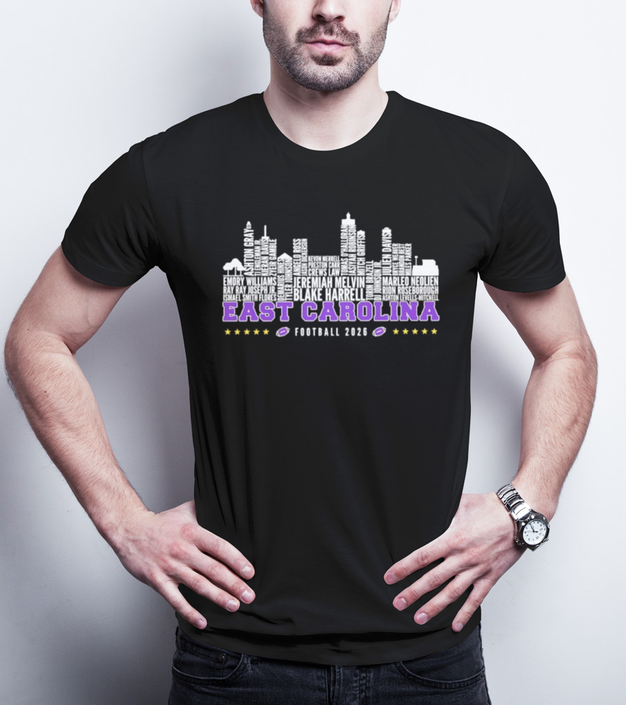 East Carolina Football 2026 City Skyline Stars T-Shirt