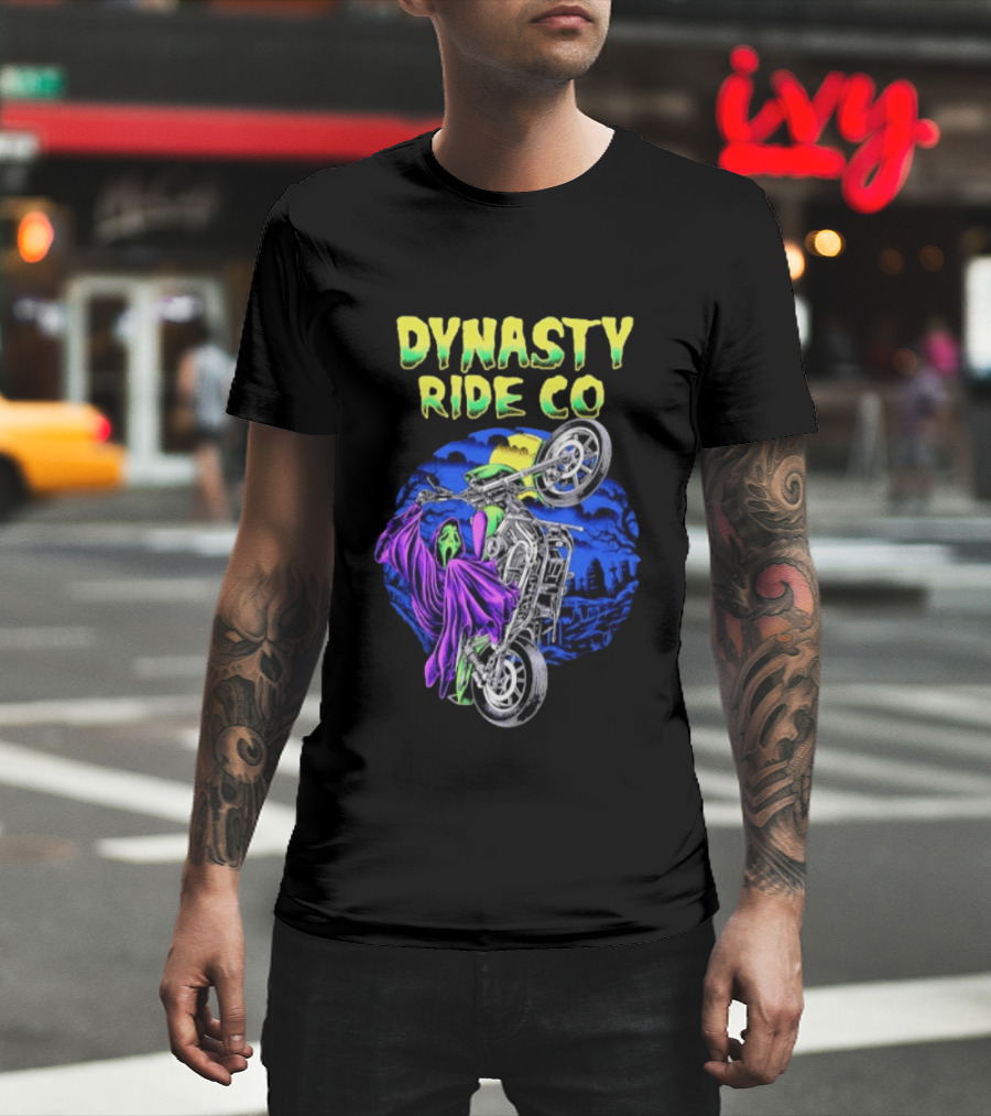 Dynasty Ride Co Ghostface 2026 Halloween Motorcycle Adventure T-Shirt