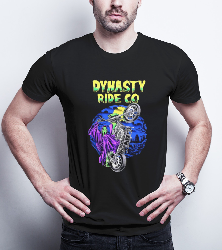 Dynasty Ride Co Ghostface 2026 Halloween Motorcycle Adventure T-Shirt