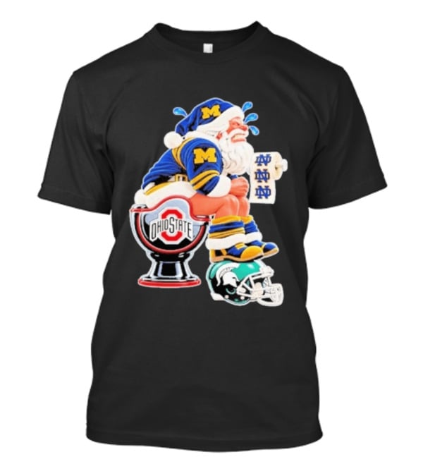Michigan Santa Ohio State Toilet Notre Dame Paper Michigan State Helmet Football T-Shirt