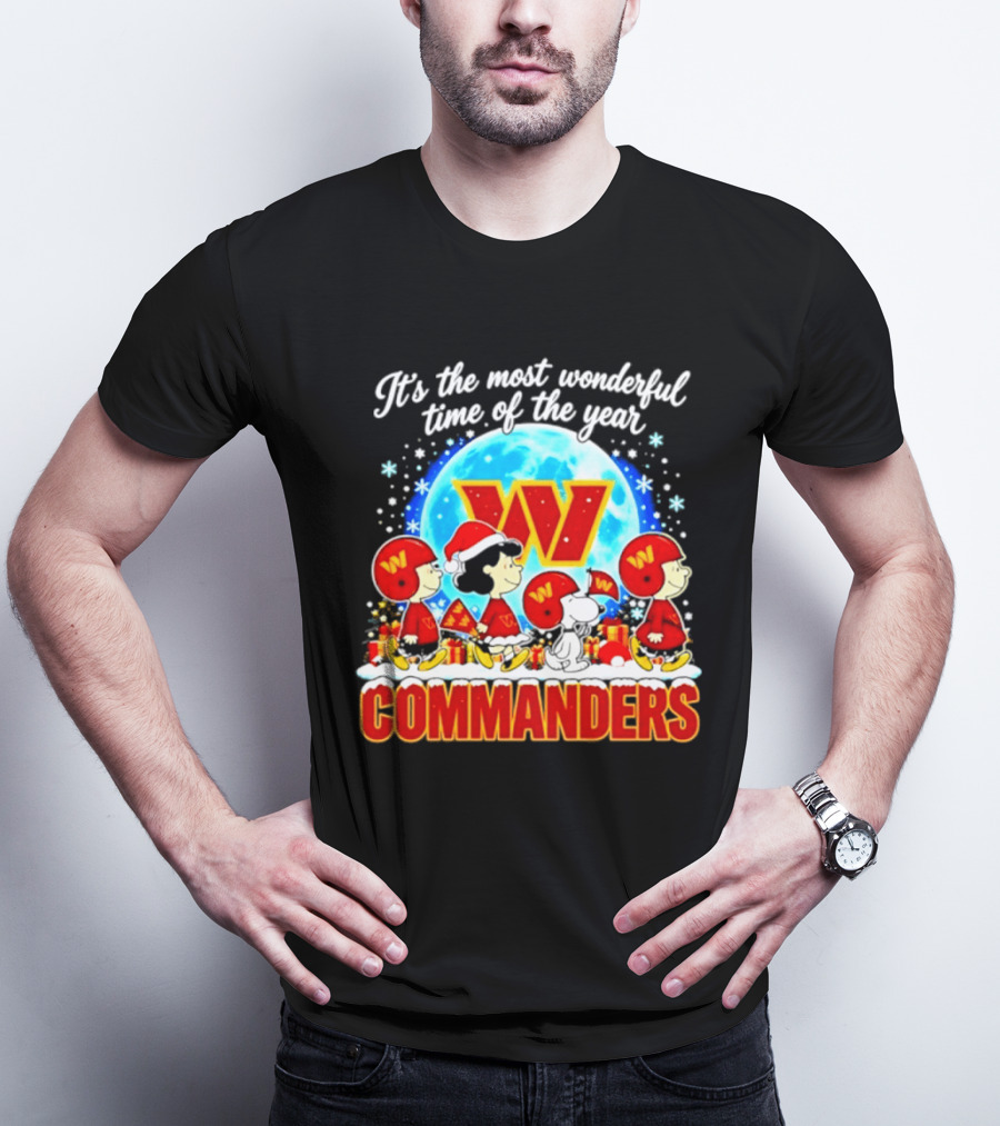 Peanuts Washington Commanders 2026 Christmas It's The Most Wonderful Time Of The Year T-Shirt