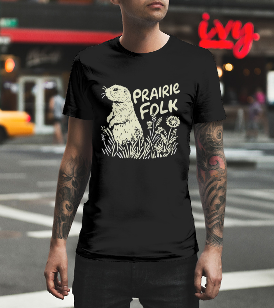 Prairie Folk Groundhog Meadow Wildlife Nature T-Shirt