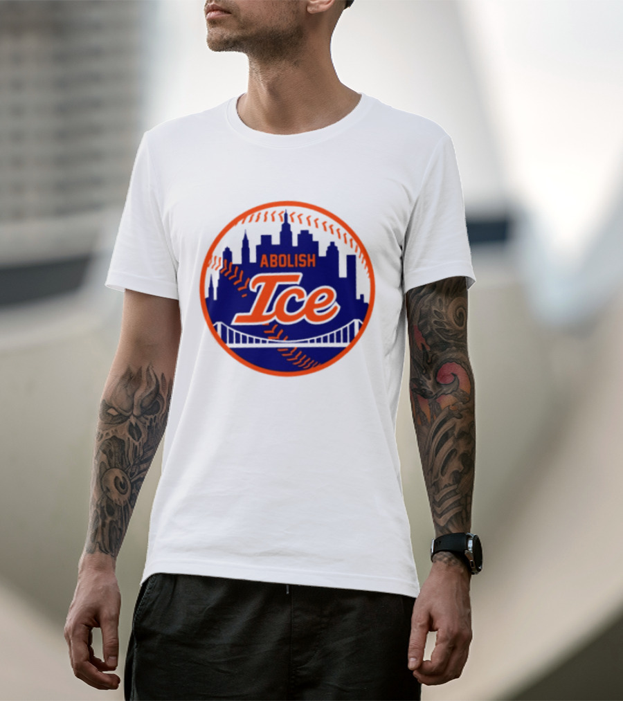 Abolish ICE New York Mets Baseball Fan City Skyline T-Shirt
