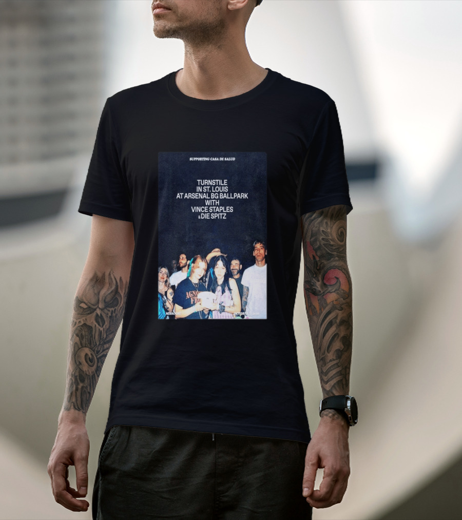 Turnstile St. Louis Arsenal BG Ballpark Vince Staples Die Spitz October 2026 Supporting Casa De Salud Missouri T-Shirt