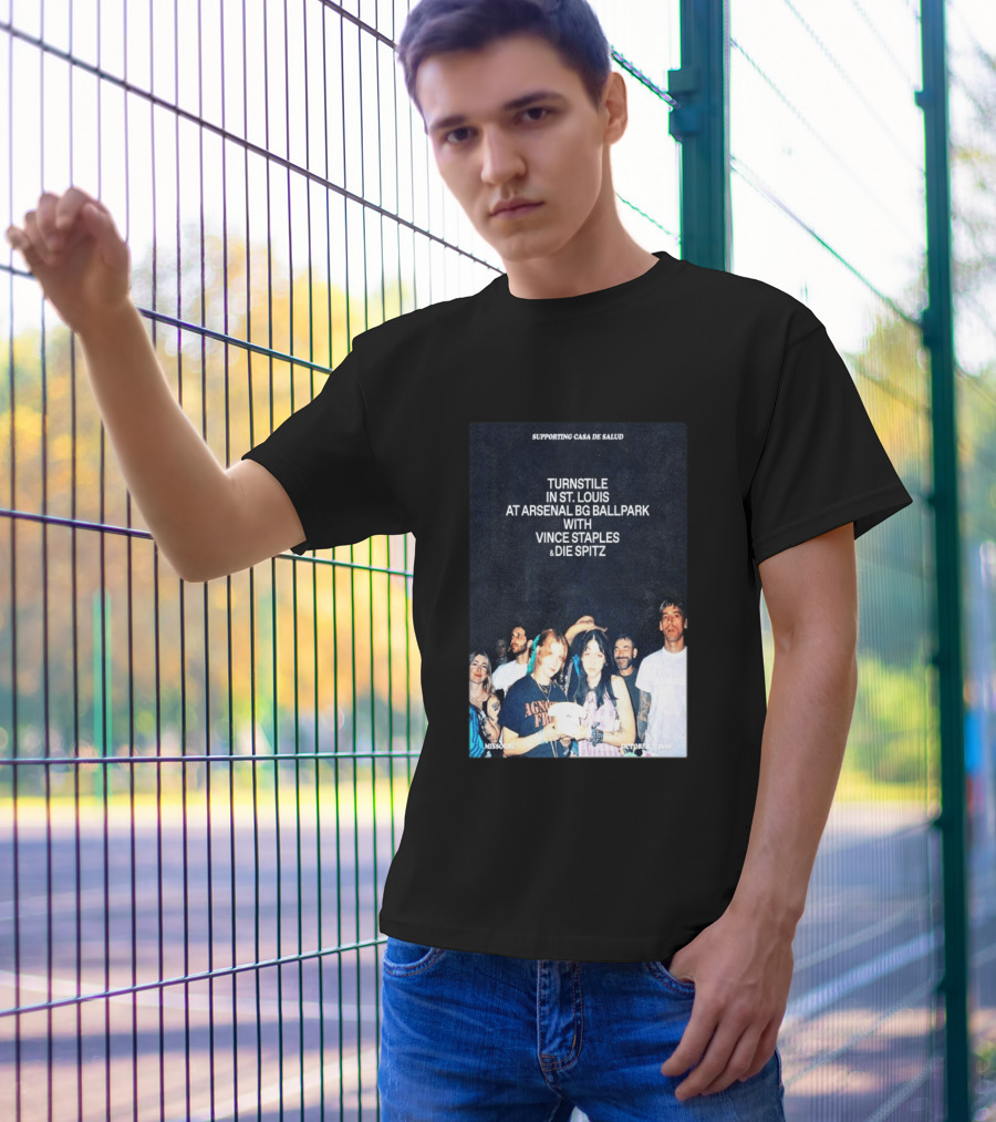Turnstile St. Louis Arsenal BG Ballpark Vince Staples Die Spitz October 2026 Supporting Casa De Salud Missouri T-Shirt