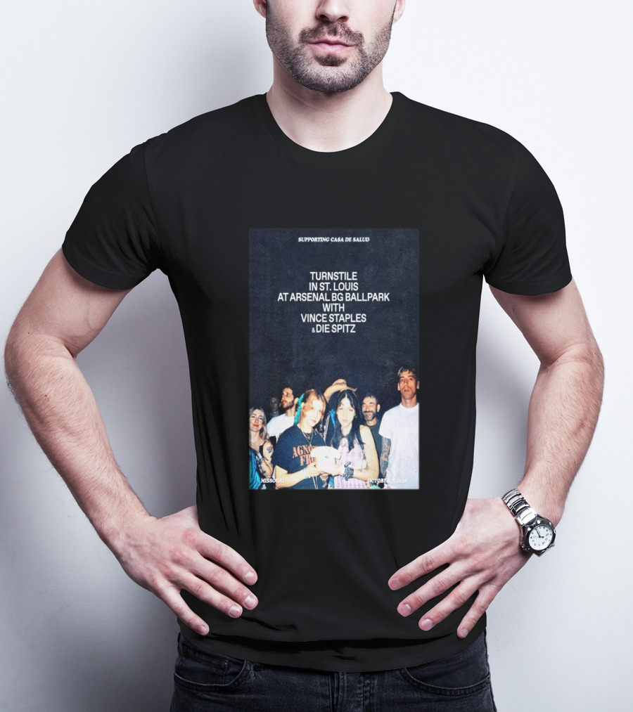 Turnstile St. Louis Arsenal BG Ballpark Vince Staples Die Spitz October 2026 Supporting Casa De Salud Missouri T-Shirt