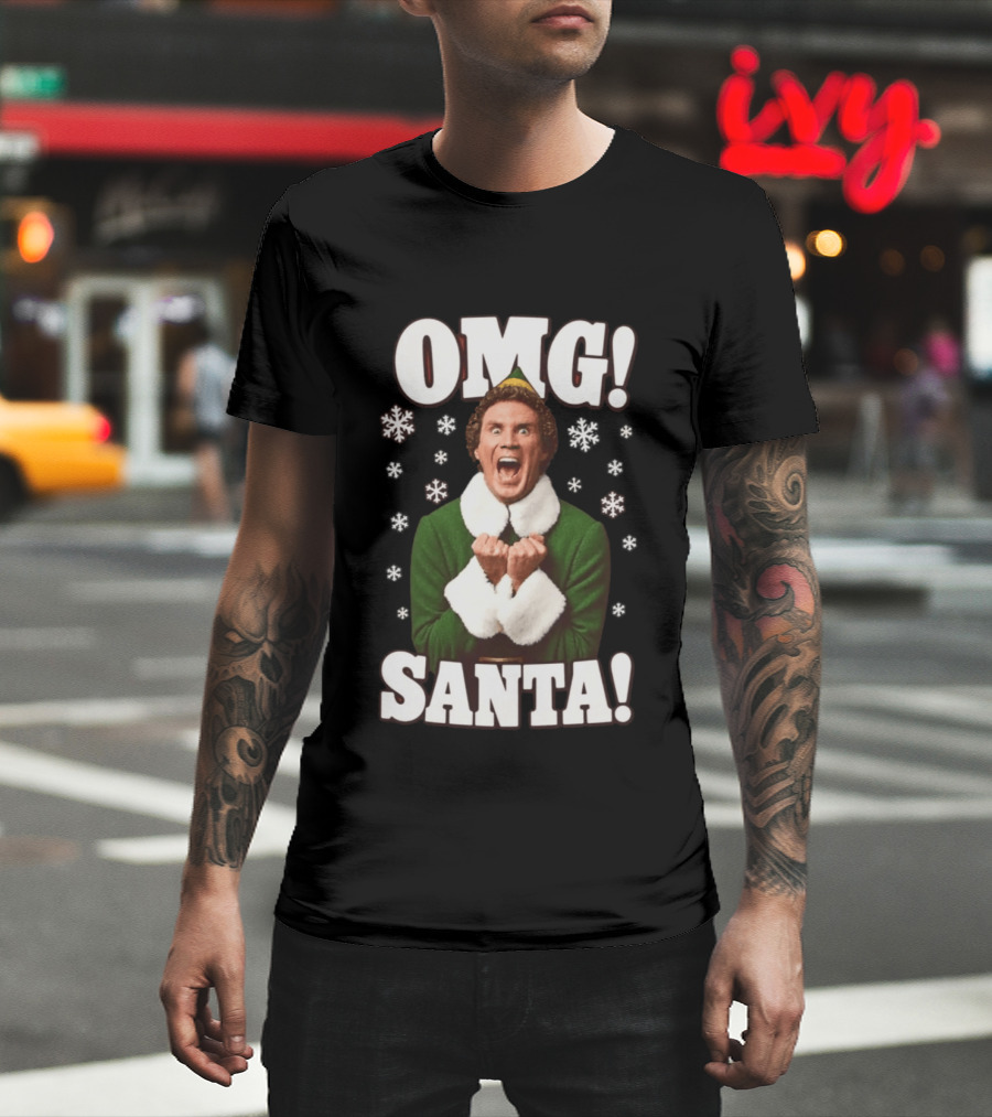 OMG Santa Will Ferrell Christmas Elf Snowflakes T-Shirt