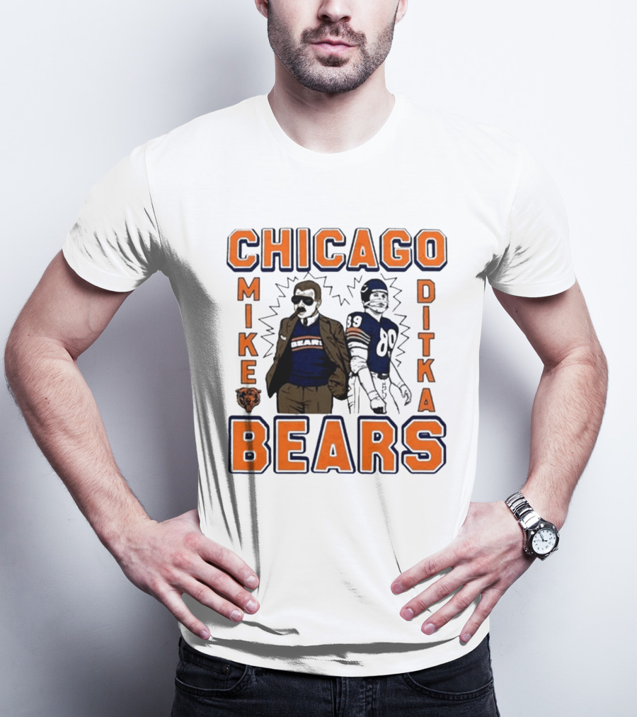Mike Ditka Chicago Bears Vintage Homage Ash Grey T-Shirt