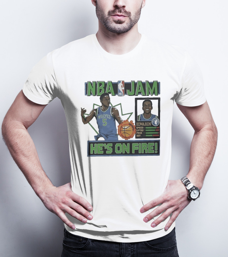 NBA Jam Wolves Edwards He's On Fire 2026 T-Shirt