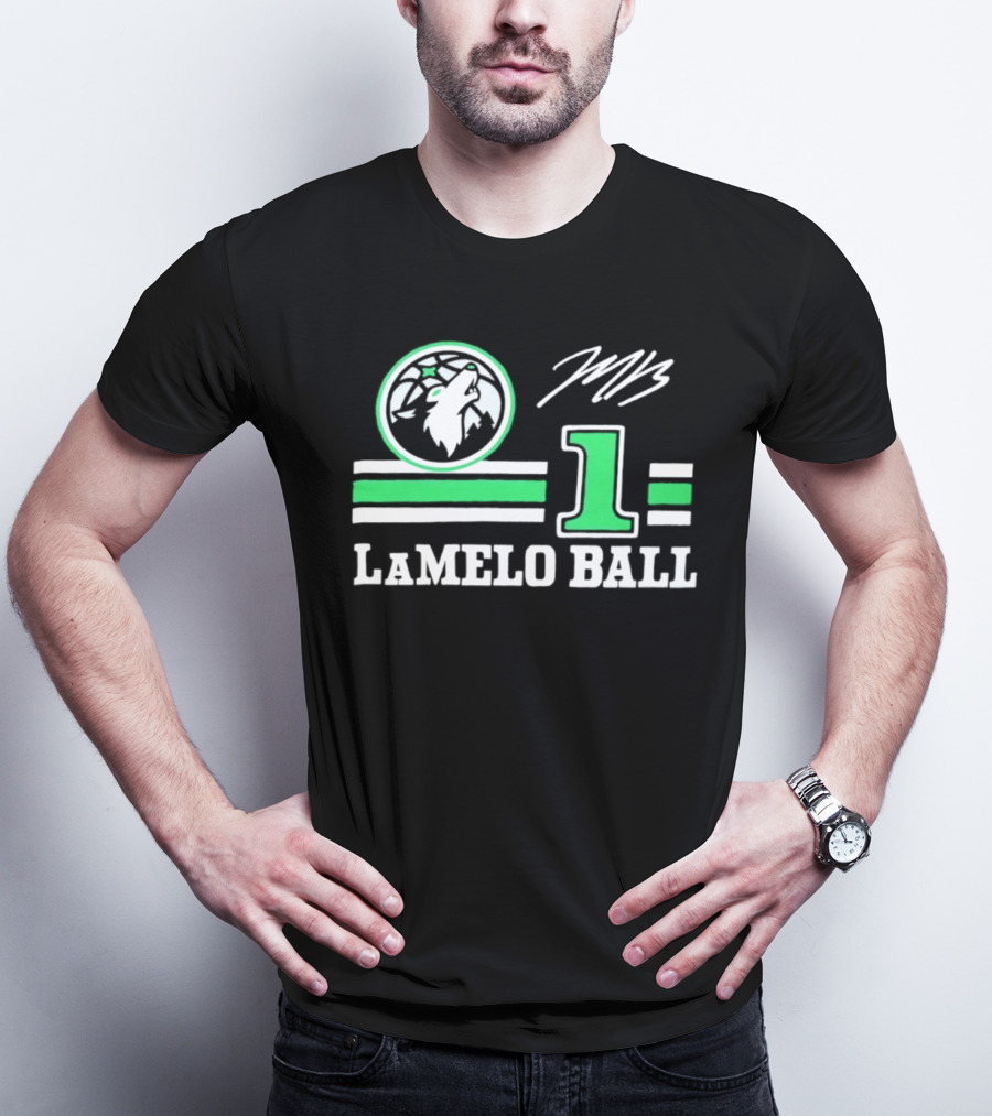 LaMelo Ball 1 Timberwolves Logo MB Signature NBA Basketball T-Shirt