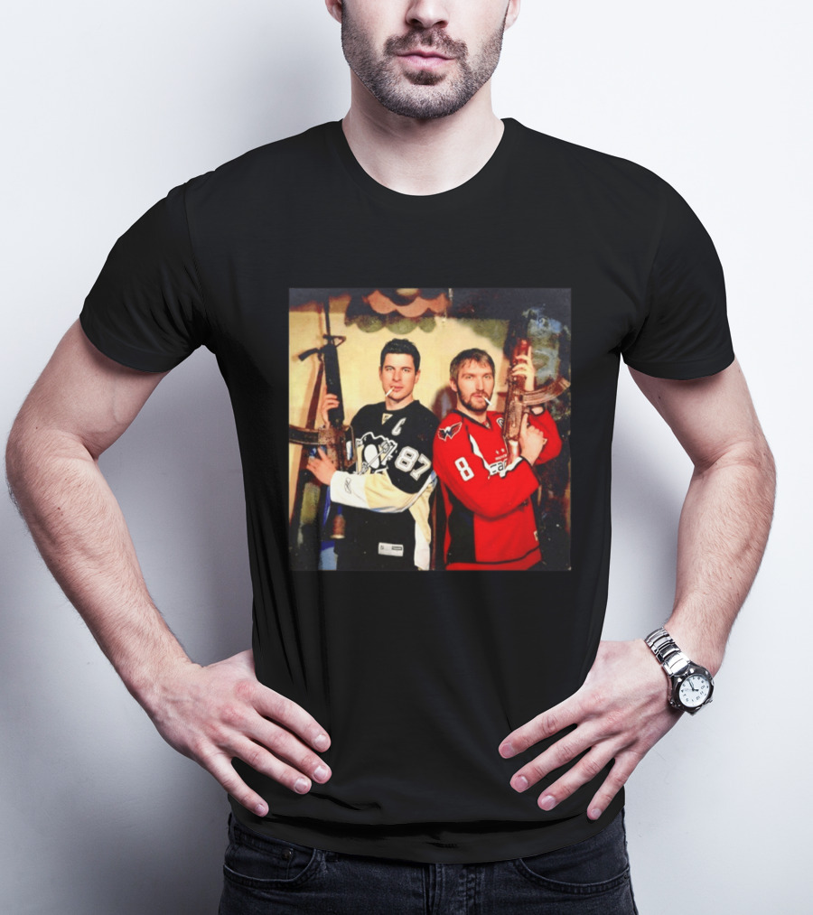 Legend Hockey Alex Ovechkin Sidney Crosby Cigar Guns Penguins Capitals T-Shirt