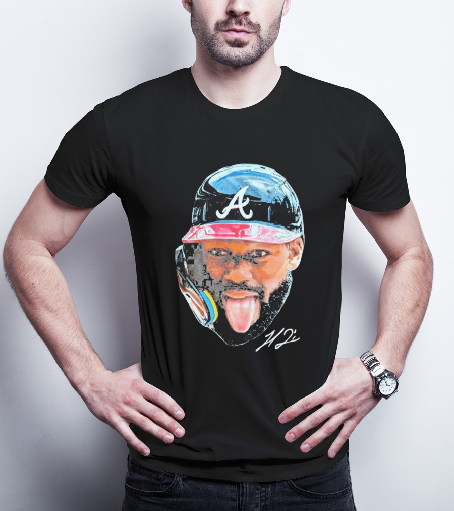 Michael Harris II Atlanta Braves Big Head Icon Signature T-Shirt