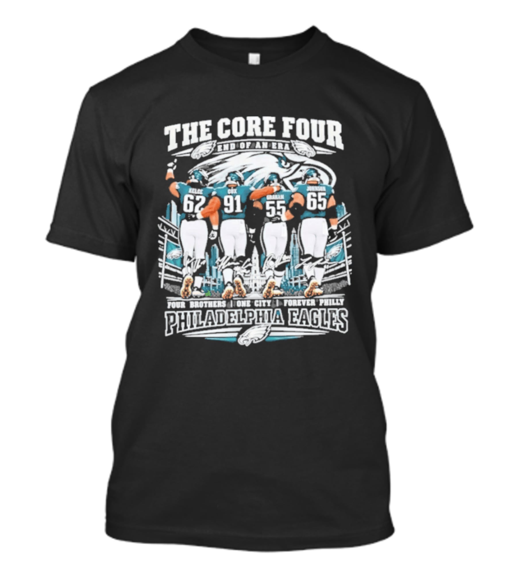 The Core Four End Of An Era Forever Philly Philadelphia Eagles Four Brothers One City Signatures T-Shirt