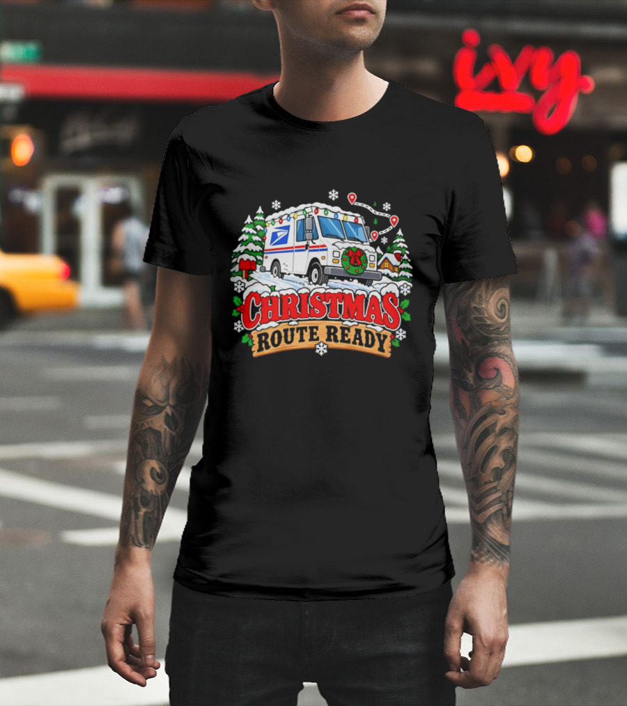USPS Christmas Route Ready 2026 Delivery Truck Holiday Season T-Shirt