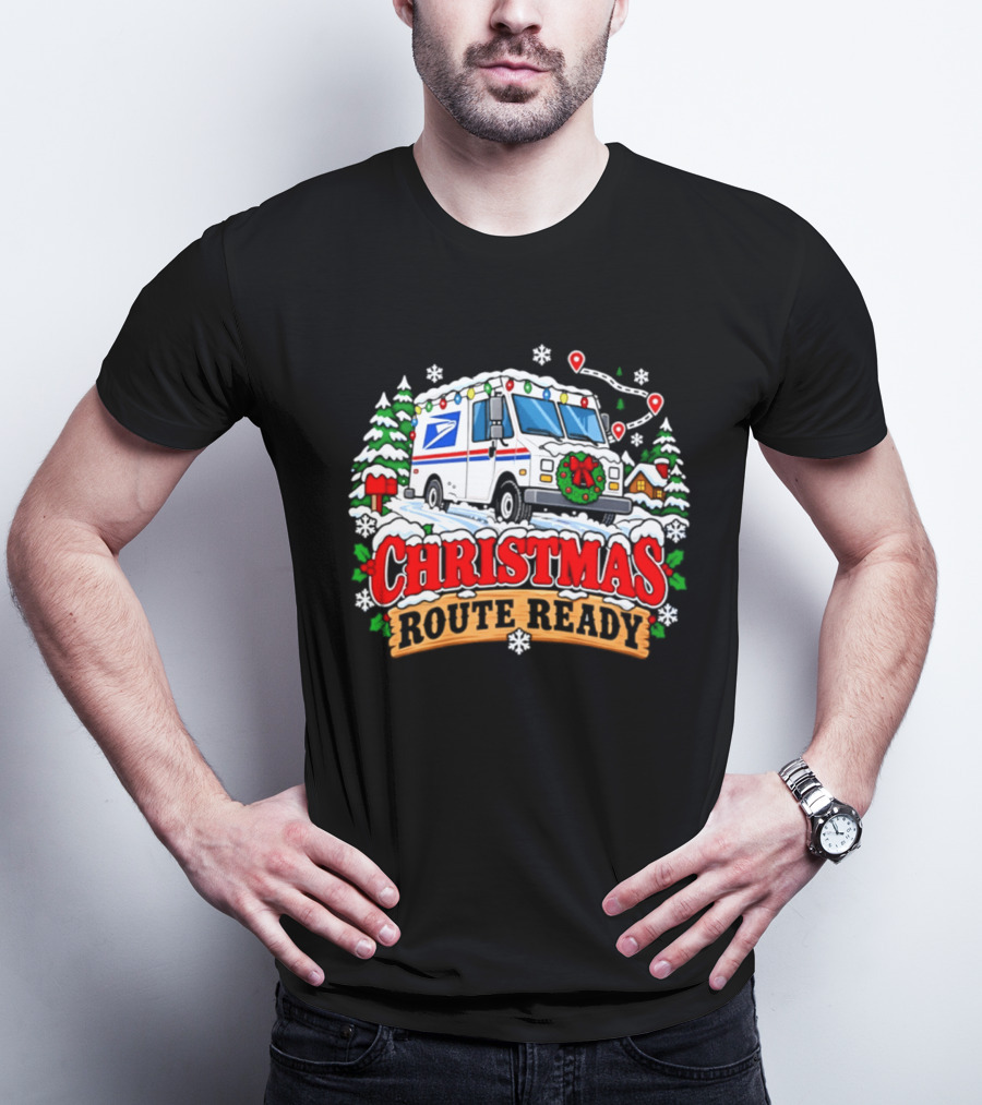 USPS Christmas Route Ready 2026 Delivery Truck Holiday Season T-Shirt