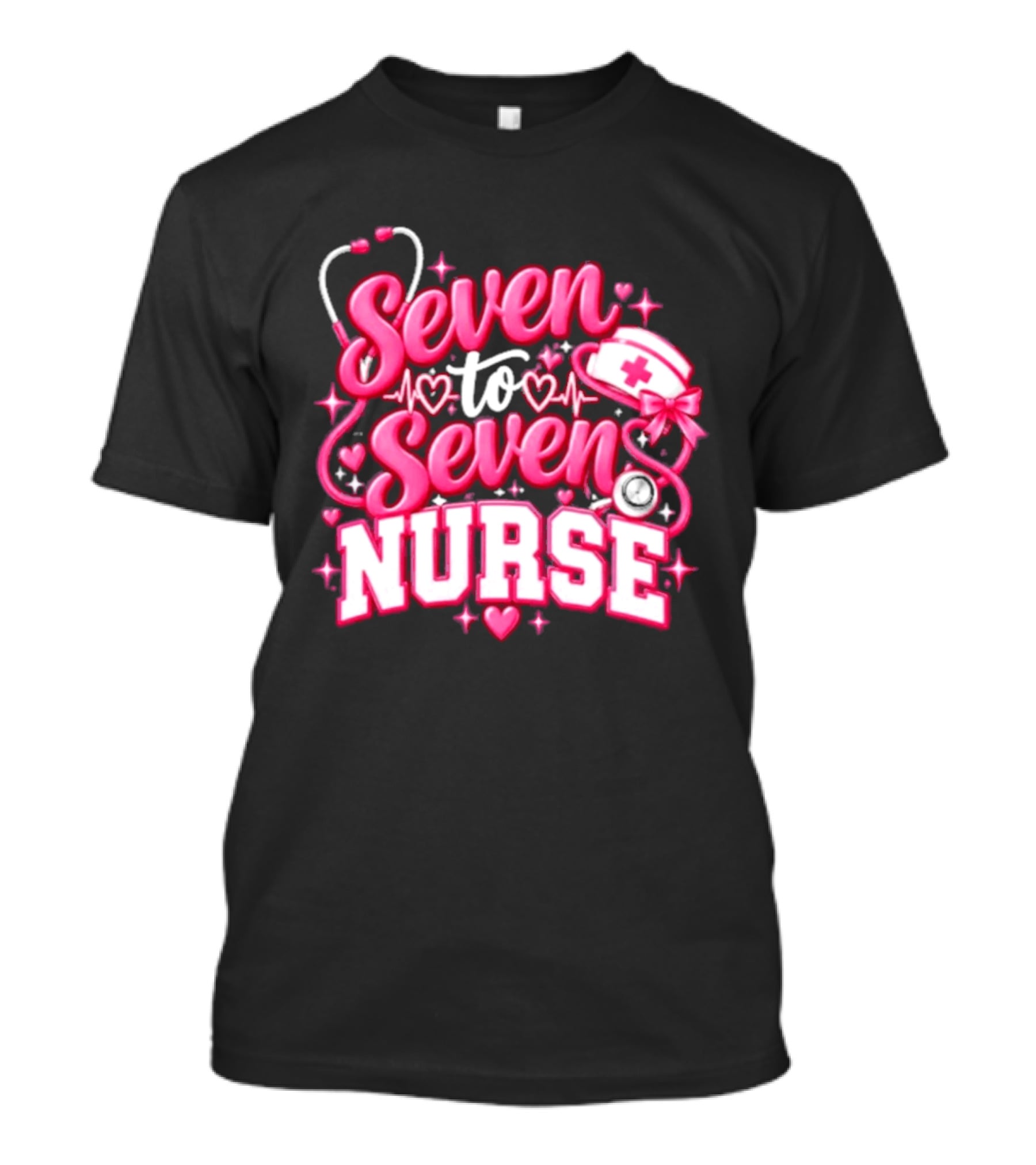 Seven To Seven Nurse Heartbeat And Stethoscope T-Shirt