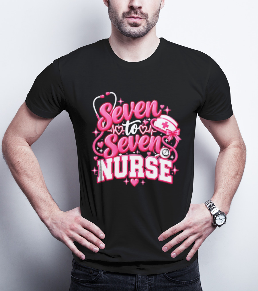 Seven To Seven Nurse Heartbeat And Stethoscope T-Shirt