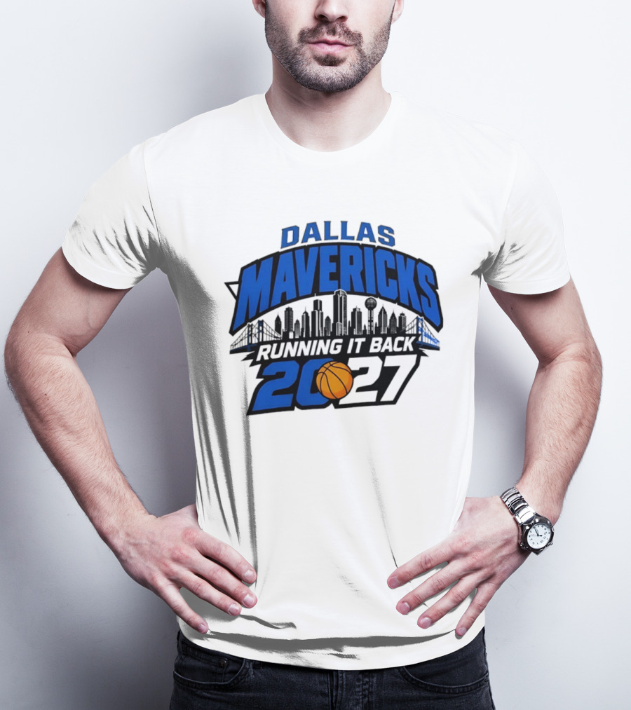 Dallas Mavericks Running It Back 2027 Skyline NBA Basketball T-Shirt