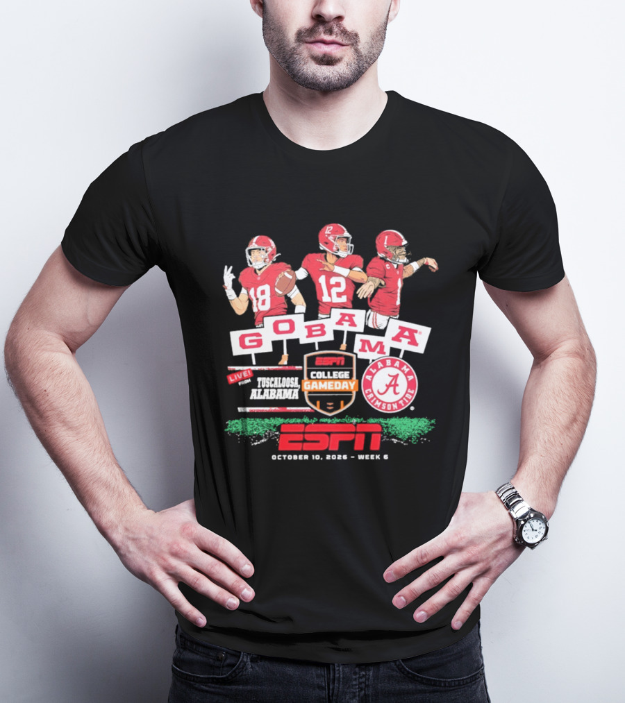 Alabama Crimson Tide College Gameday ESPN Tuscaloosa Go Bama October 10 2026 Week 6 T-Shirt