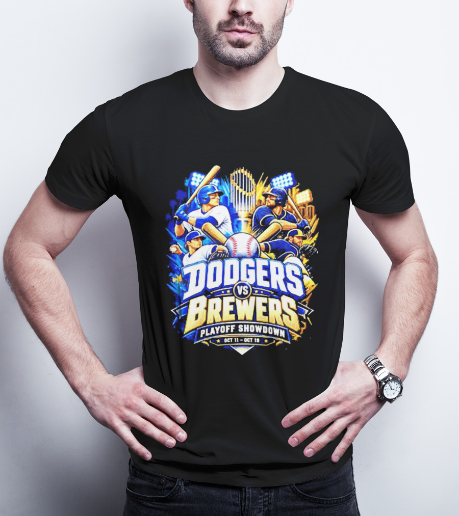 Dodgers Vs Brewers Playoff Showdown Oct 11 19 2026 T-Shirt