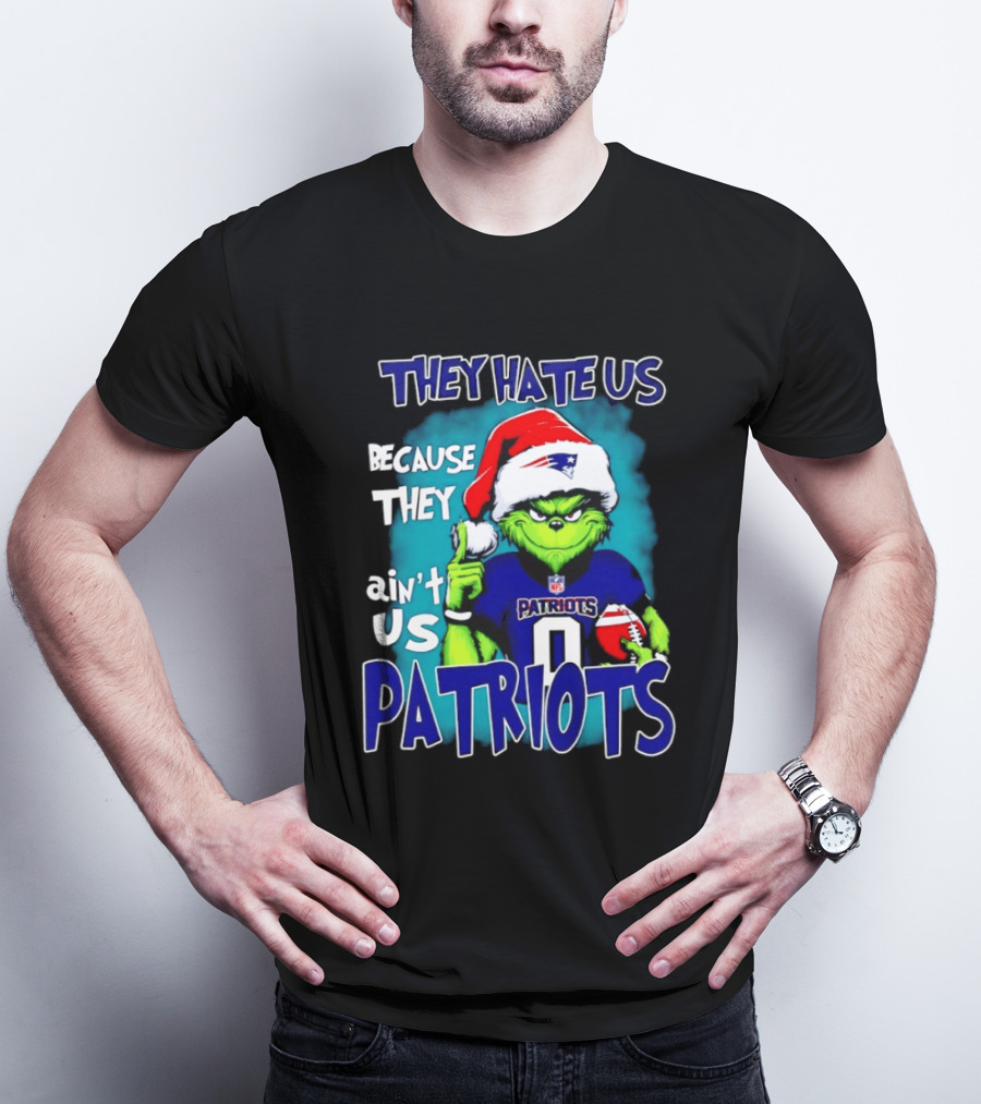 New England Patriots Grinch Santa 2026 They Hate Us Because They Ain't Us T-Shirt