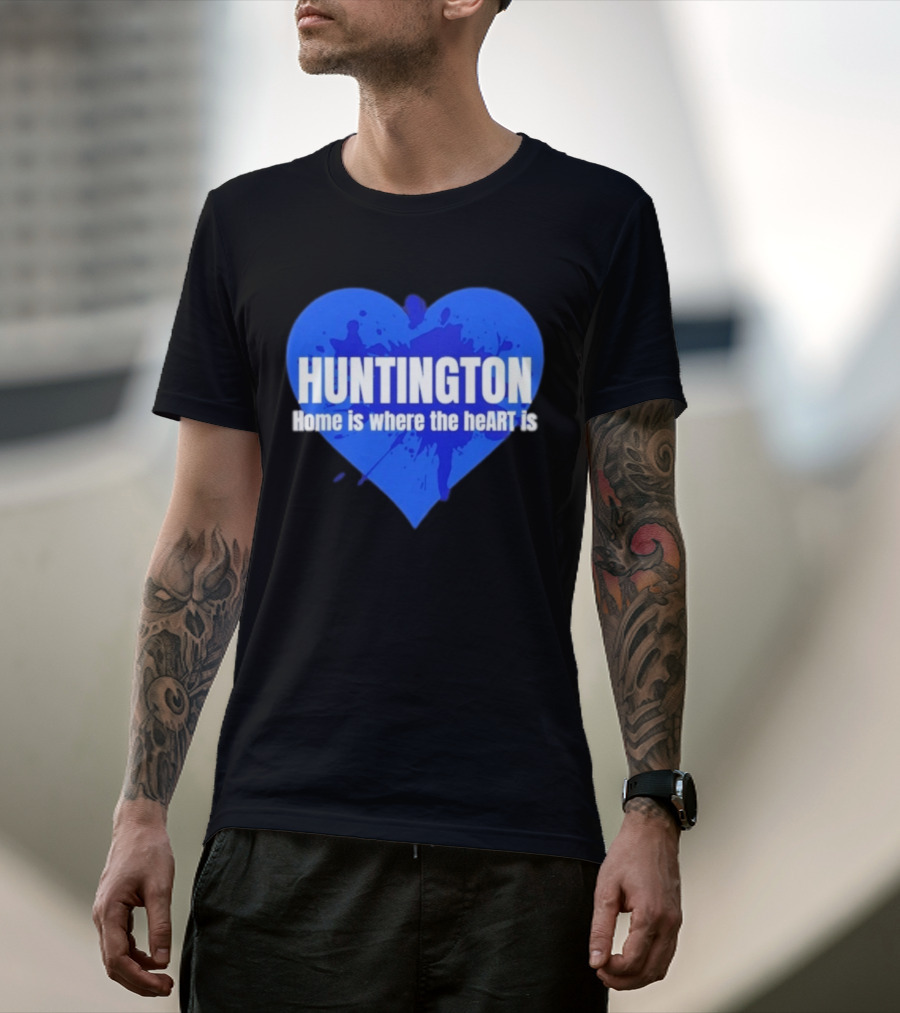 Huntington Home Is Where The Heart Is Blue Paint Splatter T-Shirt