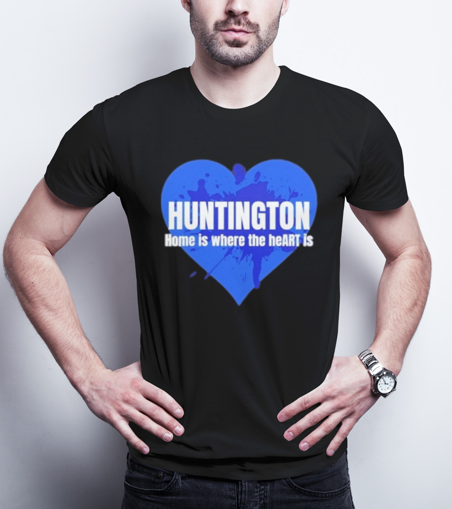 Huntington Home Is Where The Heart Is Blue Paint Splatter T-Shirt