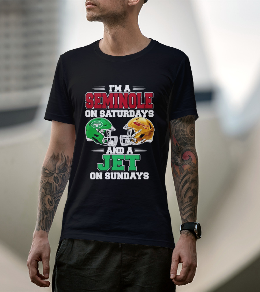 I'm A Seminole On Saturdays And A Jet On Sundays Football Helmets T-Shirt