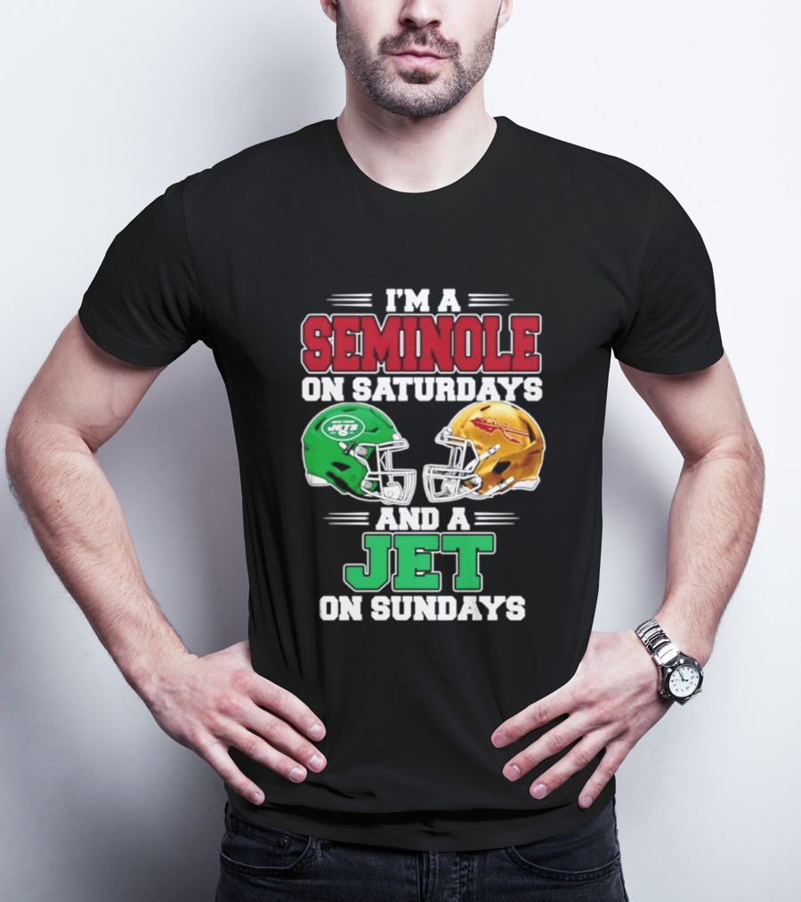I'm A Seminole On Saturdays And A Jet On Sundays Football Helmets T-Shirt