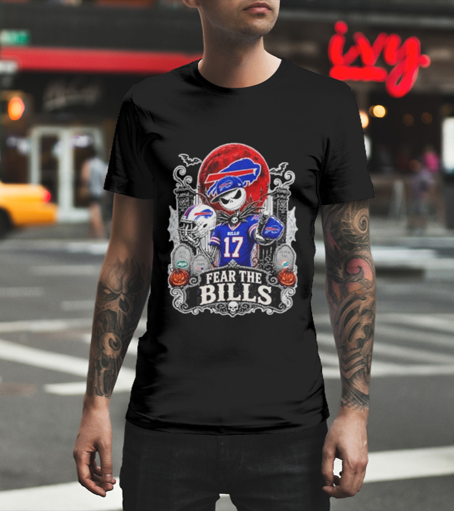 Jack Skellington Buffalo Bills Fear The Bills Halloween Football T-Shirt