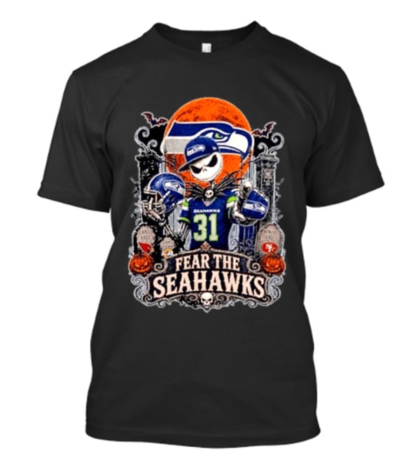 Jack Skellington Seattle Seahawks Halloween Fear The Seahawks Football T-Shirt