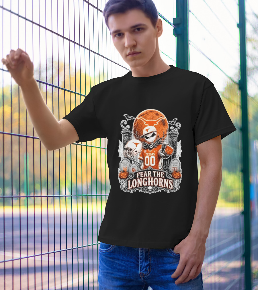 Texas Longhorns Halloween Jack Skellington Fear The Longhorns T-Shirt