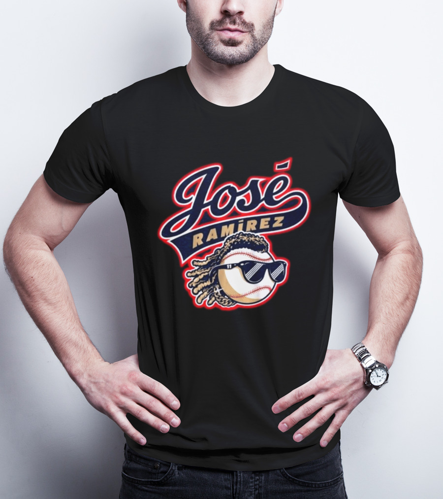 Jose Ramirez Cleveland Guardians Baseball Dreads Sunglasses T-Shirt