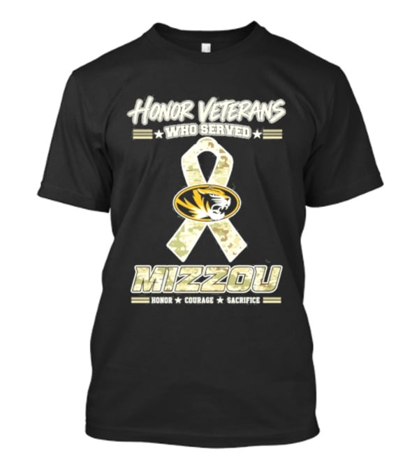 Missouri Tigers Mizzou Military Camo Ribbon Honor Veterans Day T-Shirt