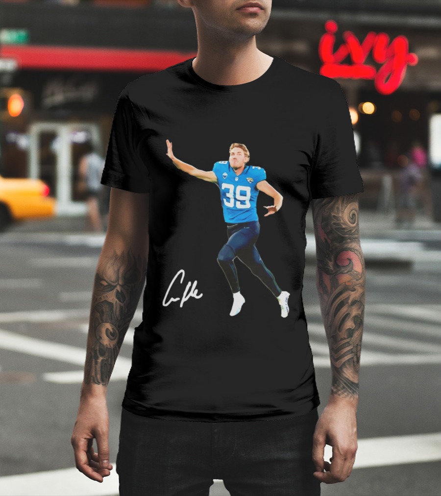 Cam Little Jacksonville Jaguars 39 Player Jumping Action T-Shirt