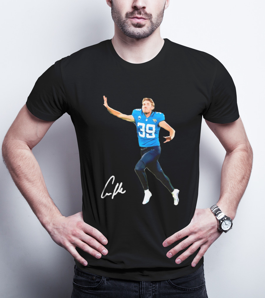 Cam Little Jacksonville Jaguars 39 Player Jumping Action T-Shirt