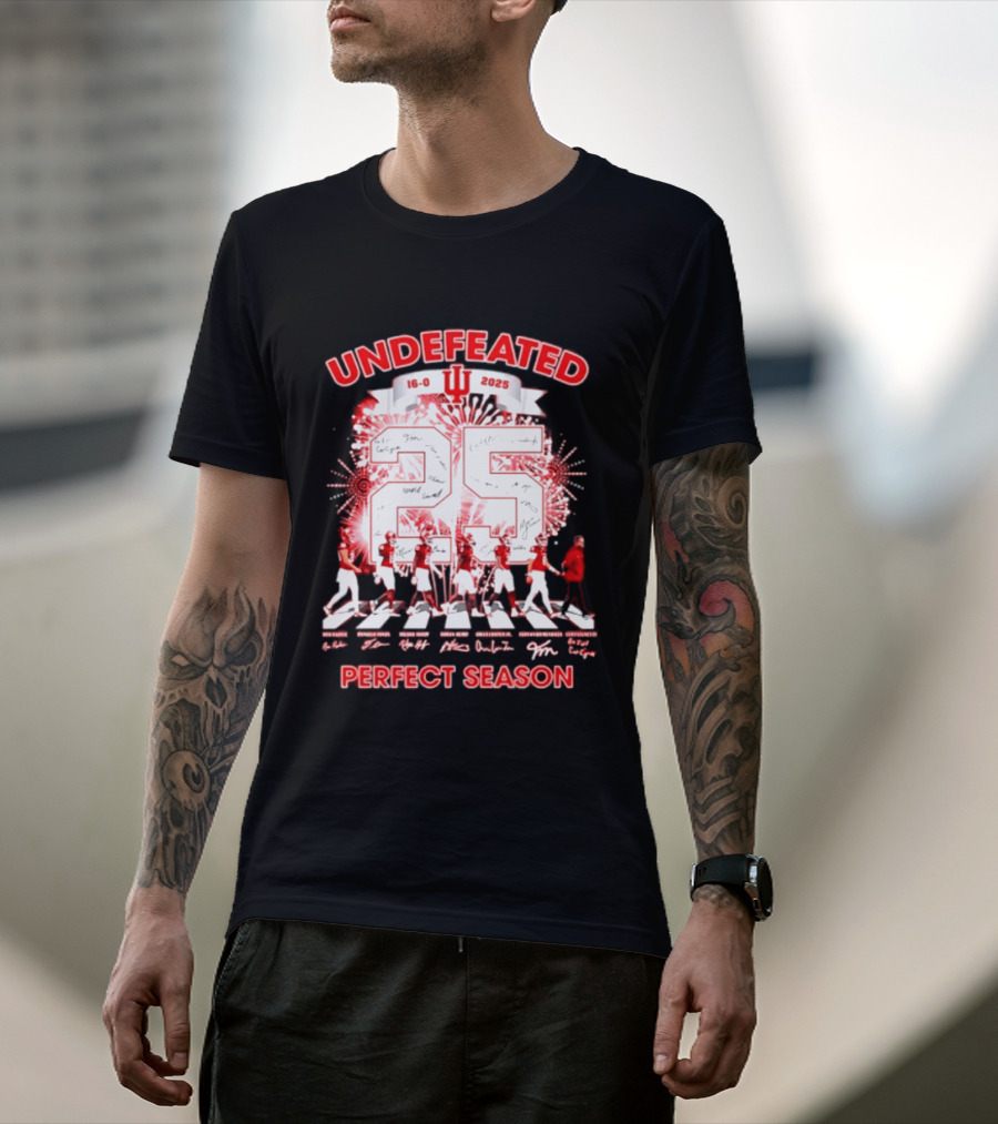 Indiana Hoosiers 2025 Undefeated 16 0 Perfect Season Signatures T-Shirt