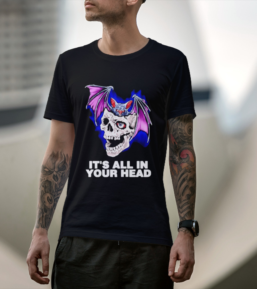 It's All In Your Head Bat Skull Gothic Colorful Horror T-Shirt